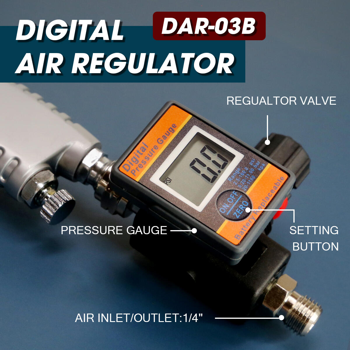 1/4" Digital Air Regulator With Lock